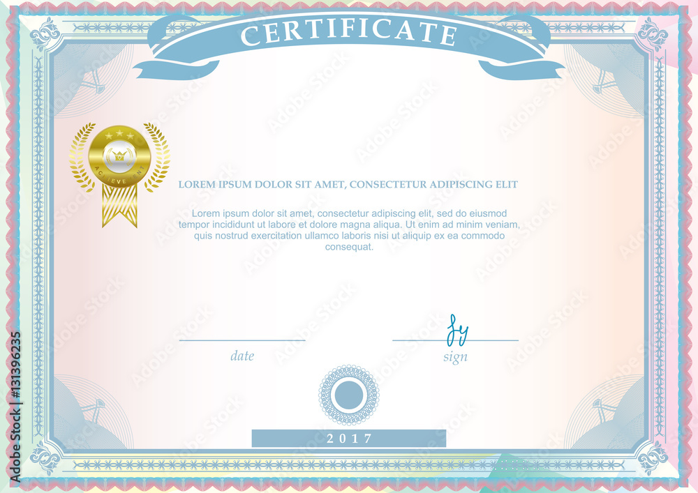 Official certificate. Pastel colors. Stock Vector | Adobe Stock