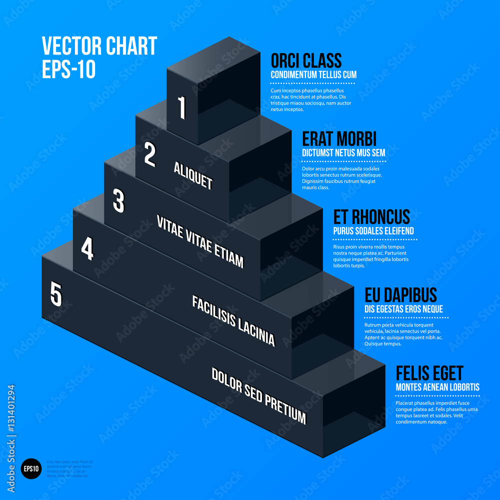 Poster Corporate business pyramid chart template on bright blue ...