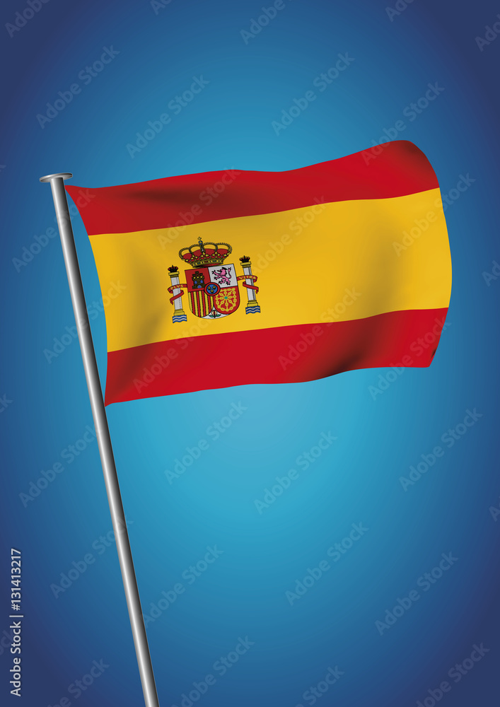 Spanish flag waving on the sky vector vertical Stock Vector | Adobe Stock