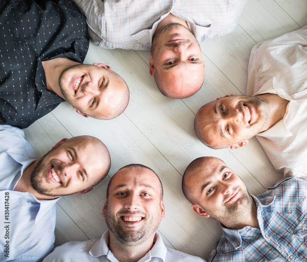 Group portrait of young bald men Stock Photo | Adobe Stock