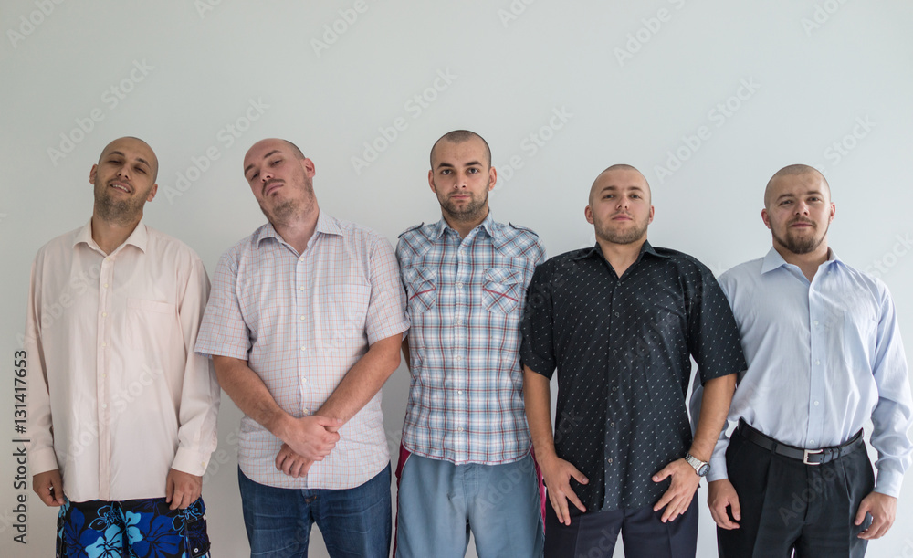 Group portrait of young bald men Stock Photo | Adobe Stock