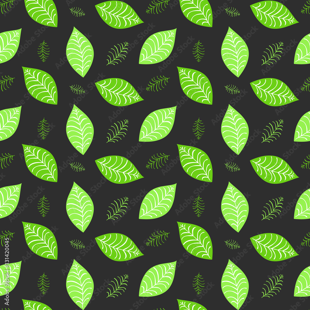 seamless leaf pattern and background vector illustration Stock Vector ...