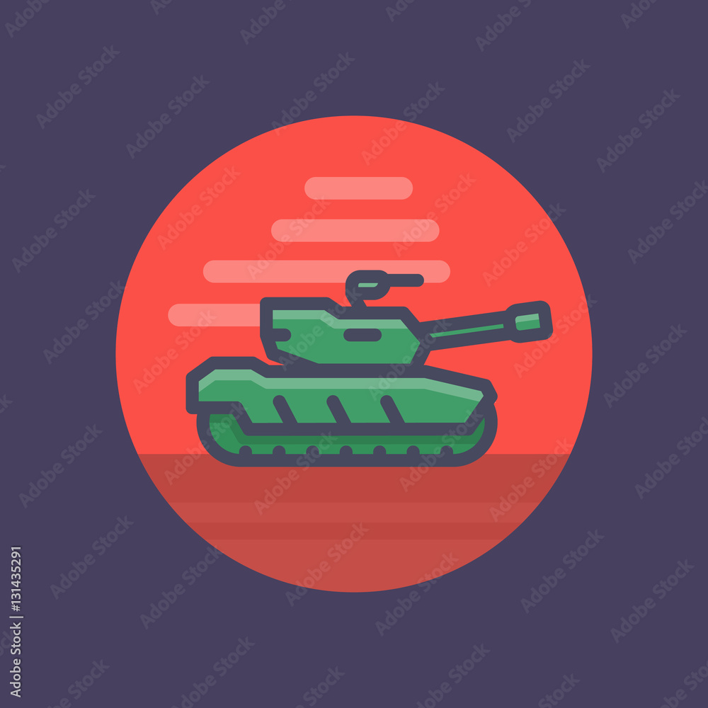 modern tank icon in flat style with outline Stock Vector | Adobe Stock