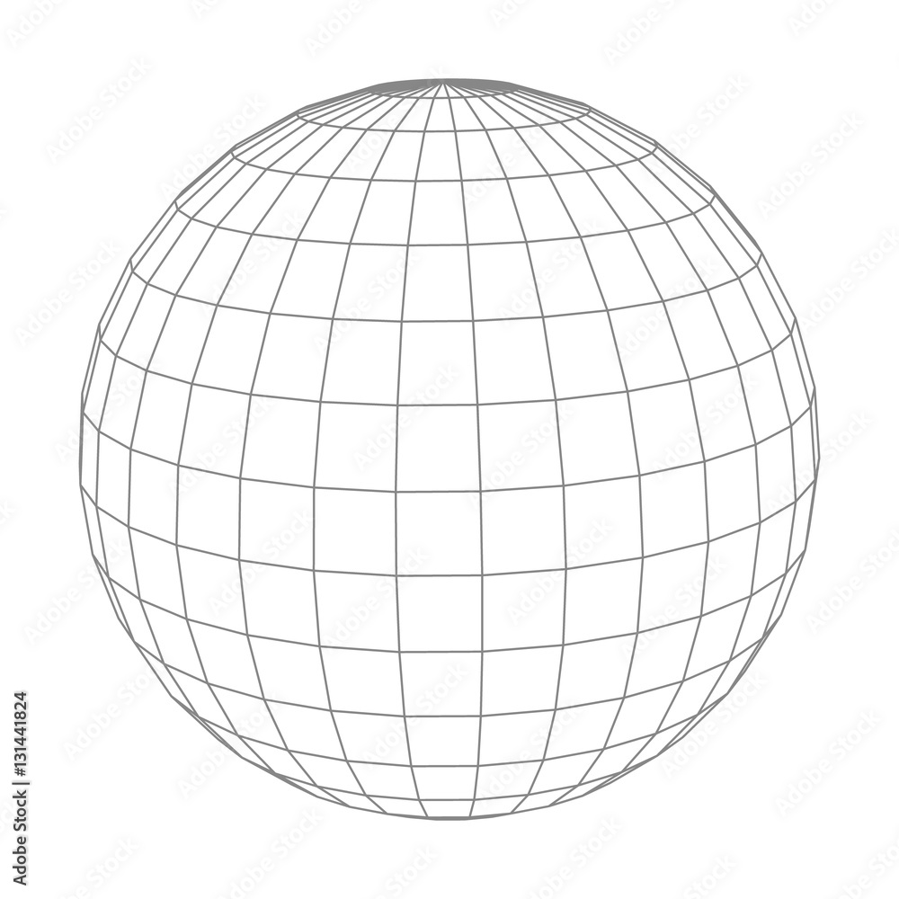 Abstract vector wireframe sphere globe on white isolated Stock Vector ...