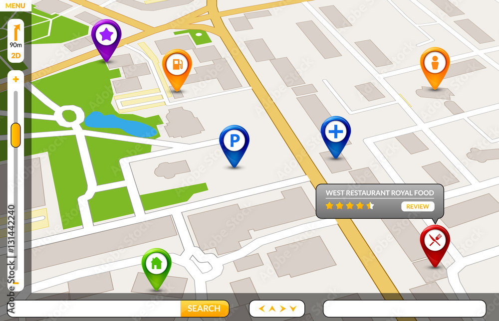 Perspective city map GPS service concept. 3d city map design Stock ...