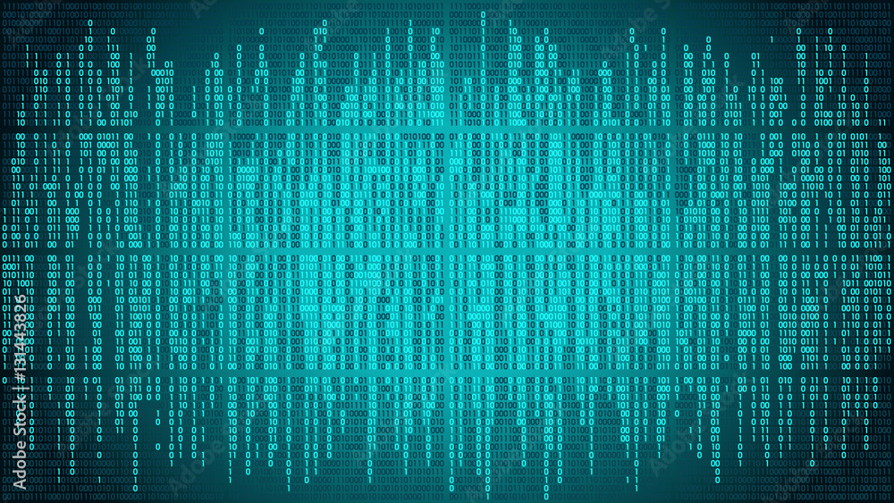 Abstract cyberspace with digital lines, binary code, matrix background ...