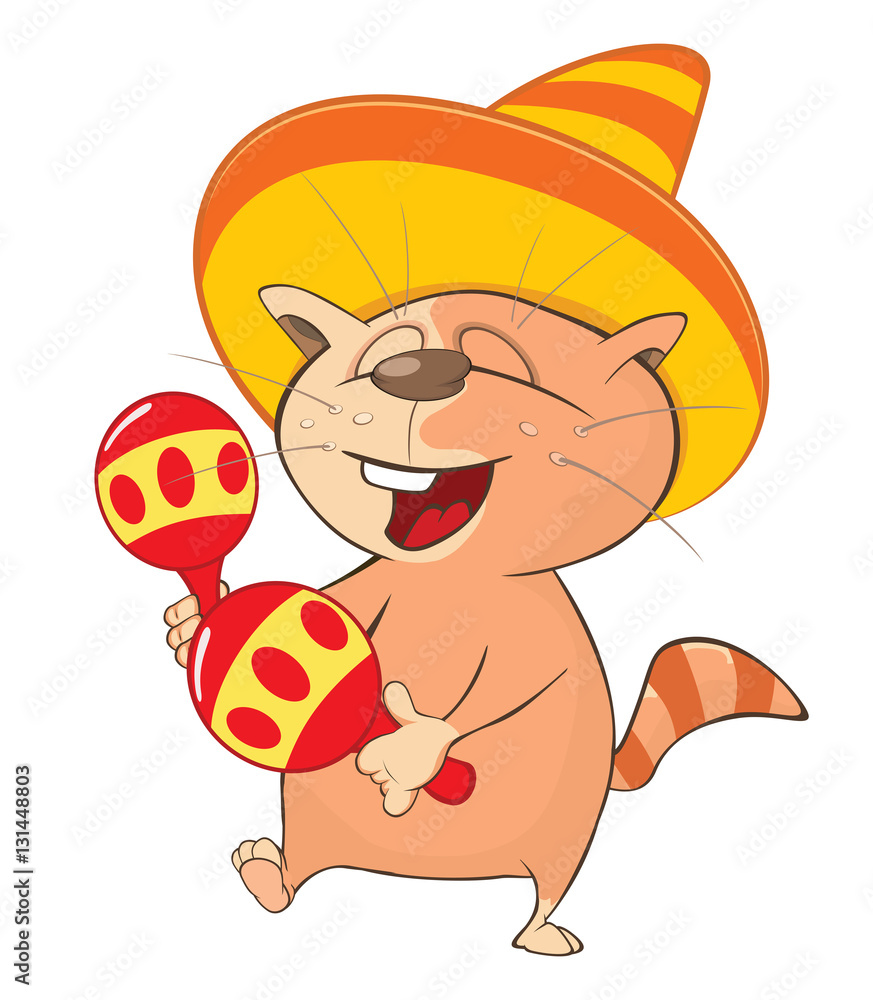 Illustration of a Cute Cat Mexican. Cartoon Character vector de Stock ...