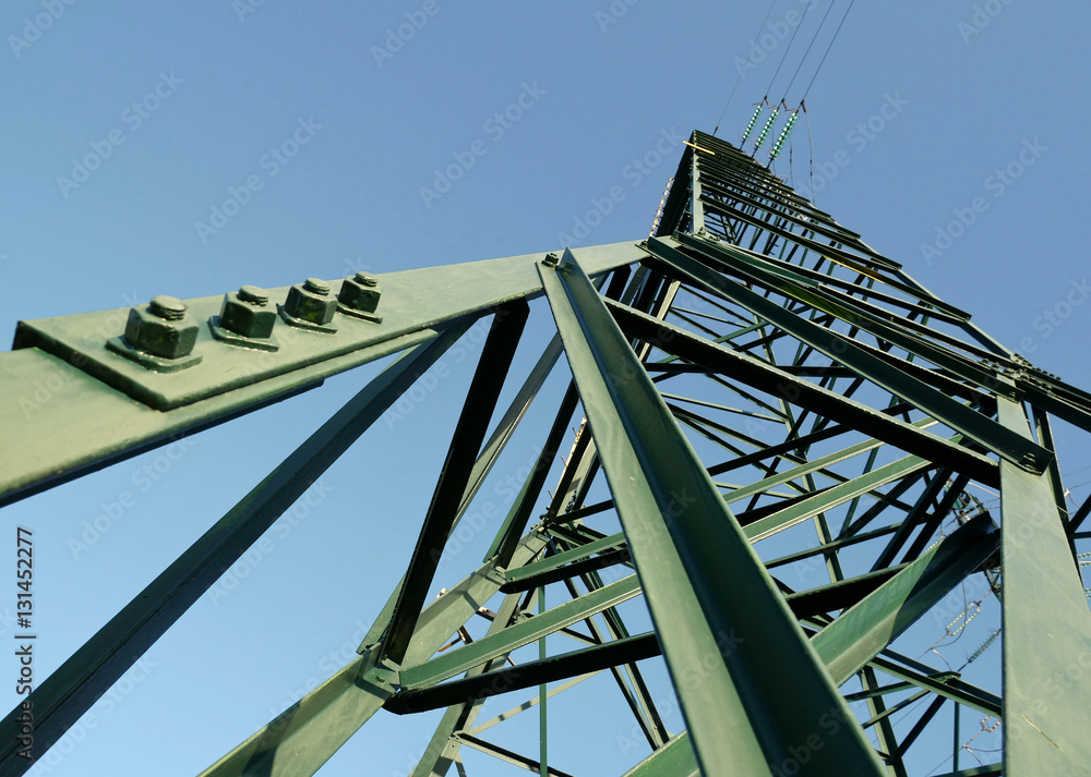 The metal structure of a pylon of the electric line. Stock Photo ...