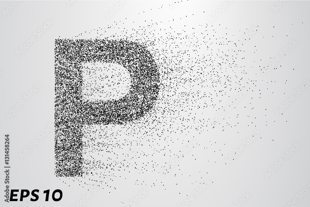 Letter P from the particles. The letter P consists of circles and ...