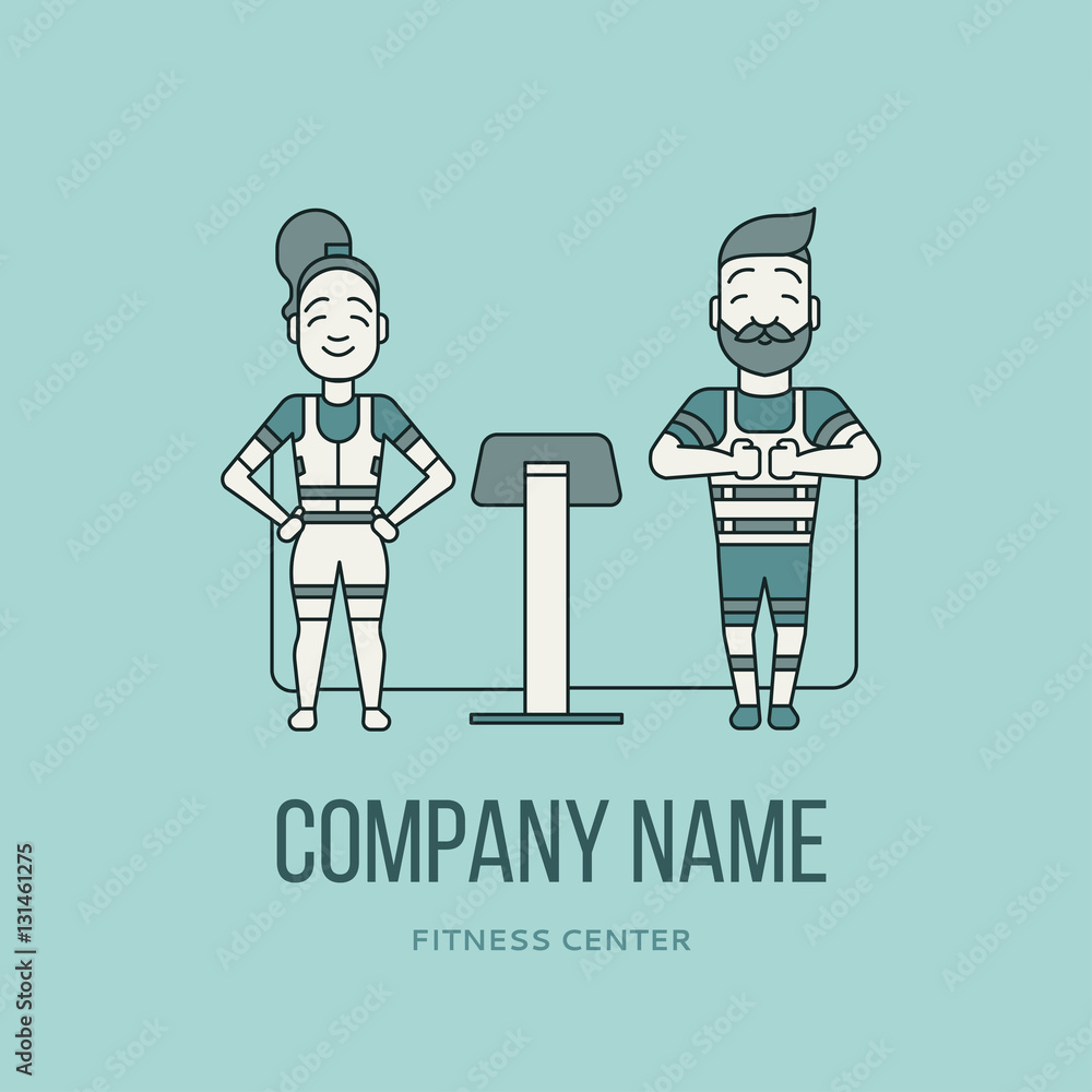 Ems training logo. Electric muscular stimulating fitness. Fitness ...