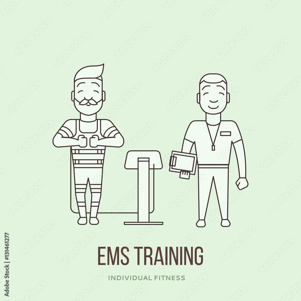 Ems training logo. Electric muscular stimulating fitness. Fitness ...