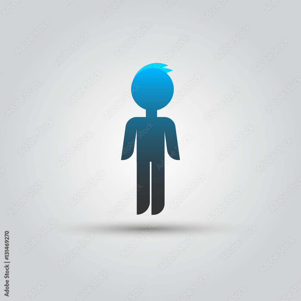Icon blue stick figure man male Stock Vector | Adobe Stock