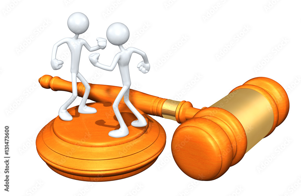 Fighting Law Legal Concept With The Original 3D Characters Illustration ...