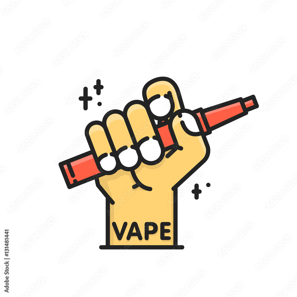 Cartoon graphic hand holding electronic cigarette isolated vector ...