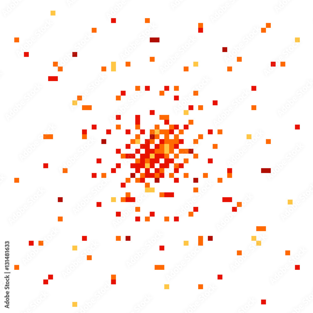 Pixel art abstract bomb explosion mosaic isolated vector background ...