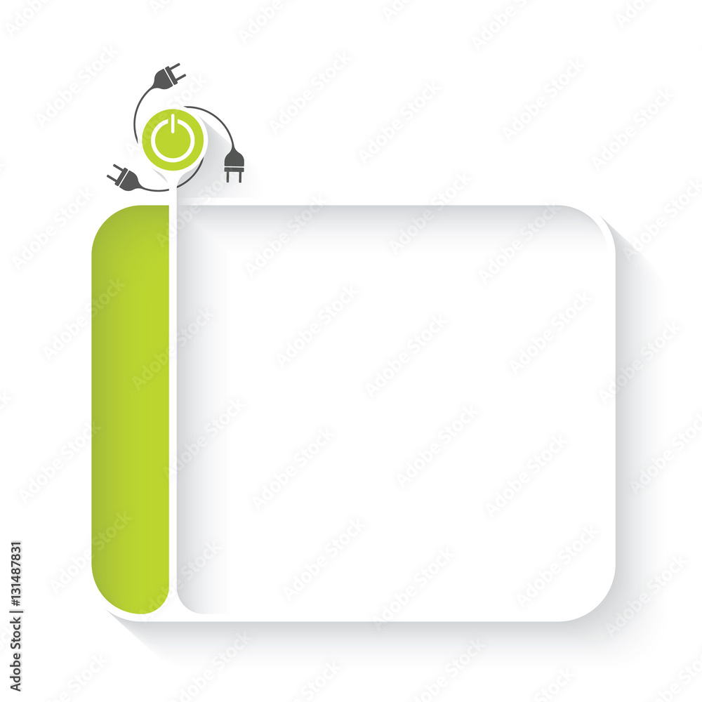 White text box for your text and power button Stock Vector | Adobe Stock