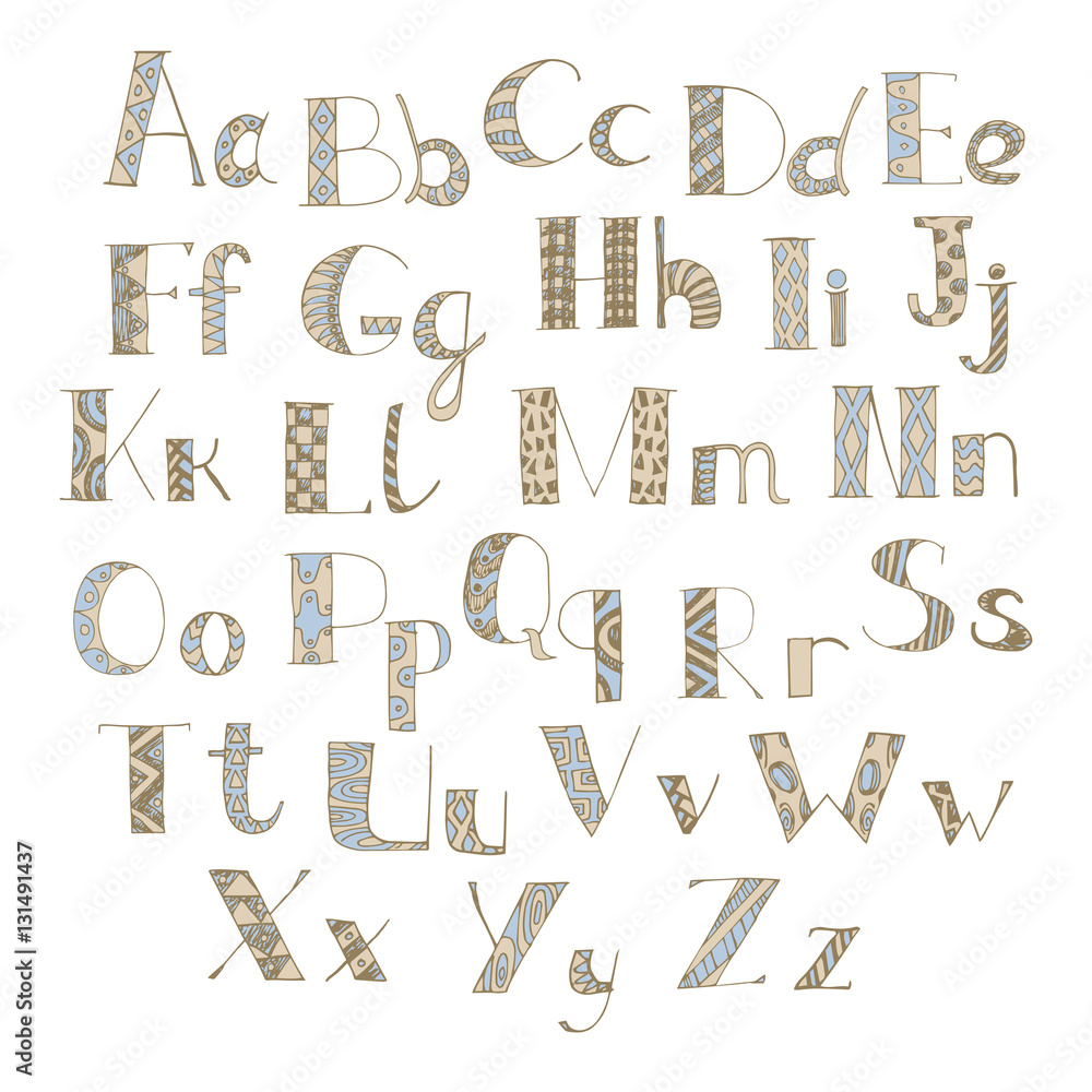 hand drawn vector latin alphabet vector de Stock | Adobe Stock