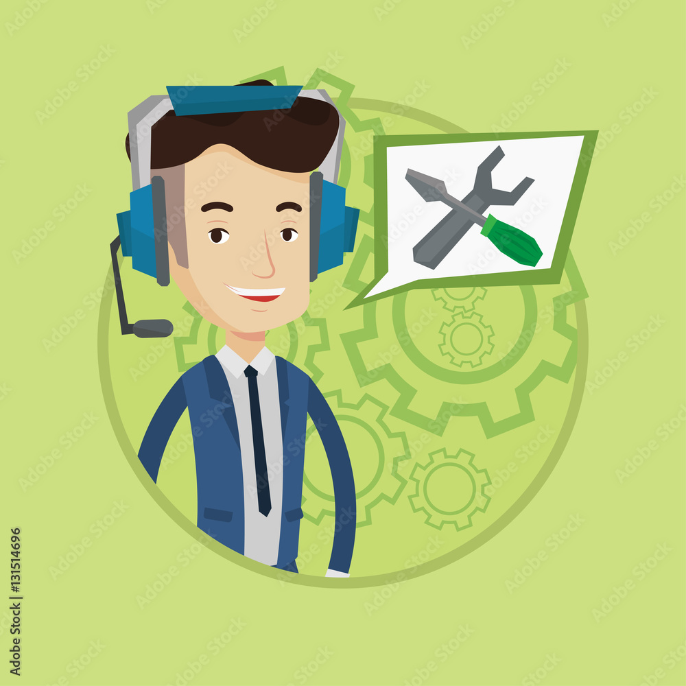 Technical support operator vector illustration. Stock Vector | Adobe Stock