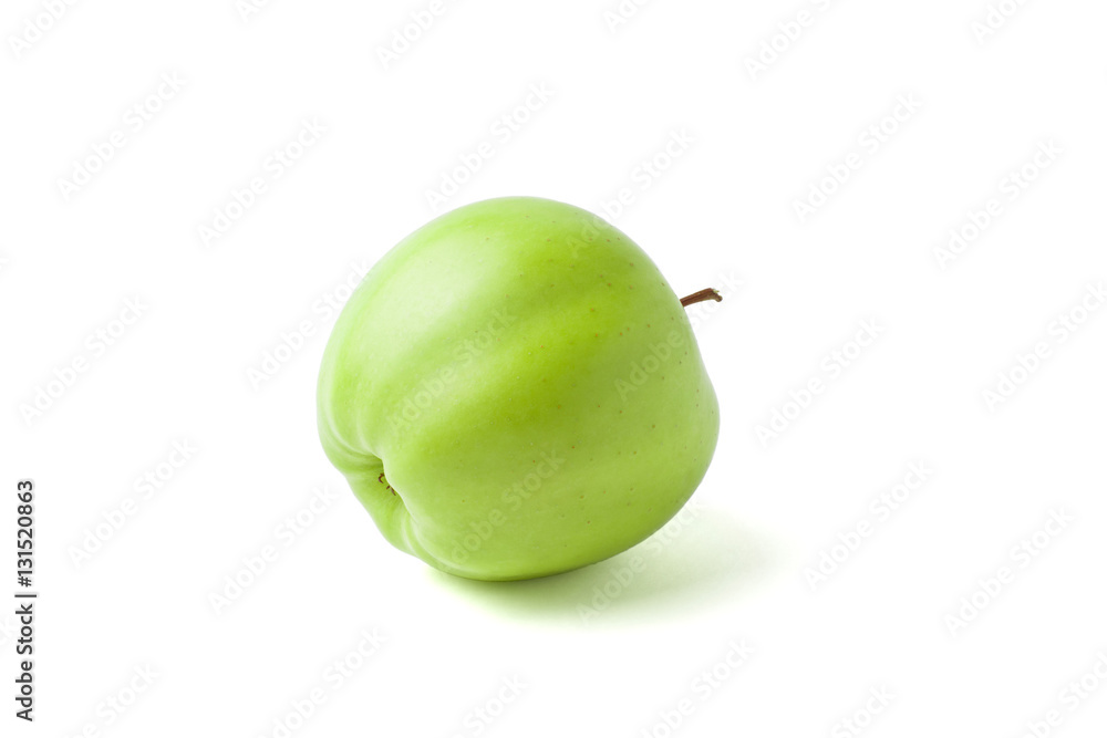 Green apple lying on its side a white background Stock Photo | Adobe Stock