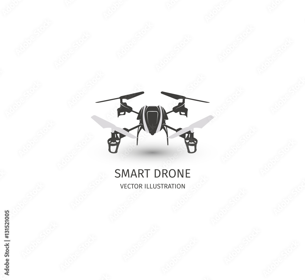 Isolated rc drone logo on white. UAV technology logotype. Unmanned ...