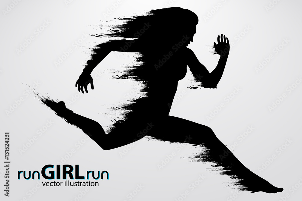 Silhouette of a running female. vector illustration Stock Vector ...