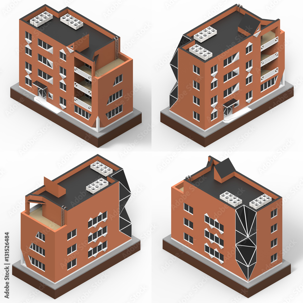 3d Building Red