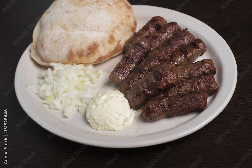 Leskovacki cevapi lepinja sa lukom Stock Photo | Adobe Stock
