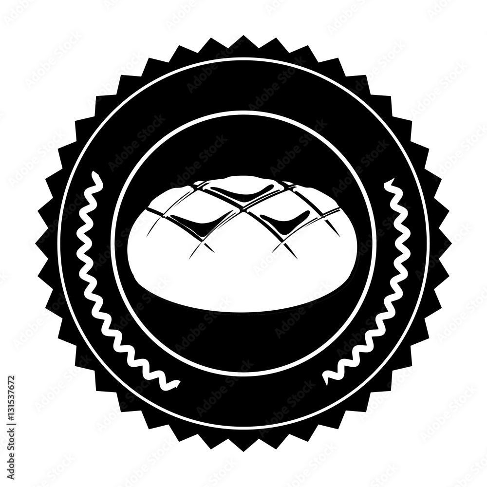 Bread inside seal stamp icon. Bakery food shop traditional and product ...