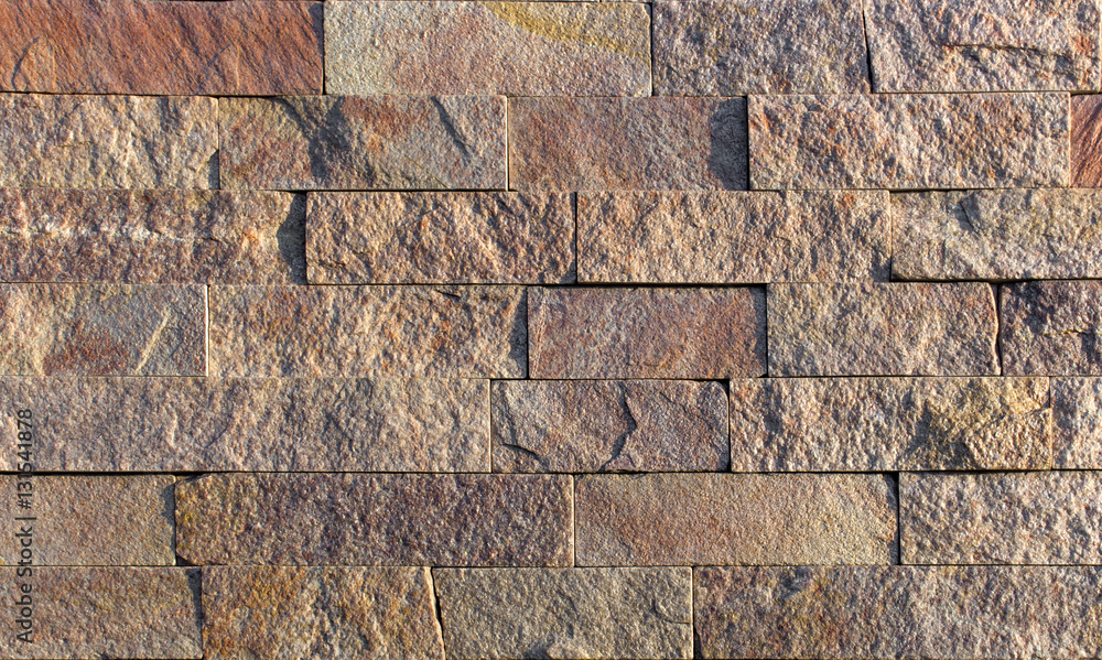 Orange facing stone, slate, sandstone and travertine marble Stock Photo ...