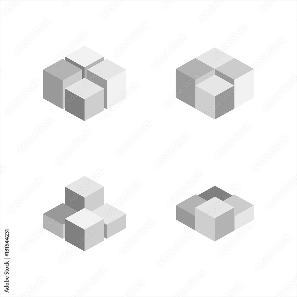 set of geometric cube. Fashion graphic design.Vector illustration ...