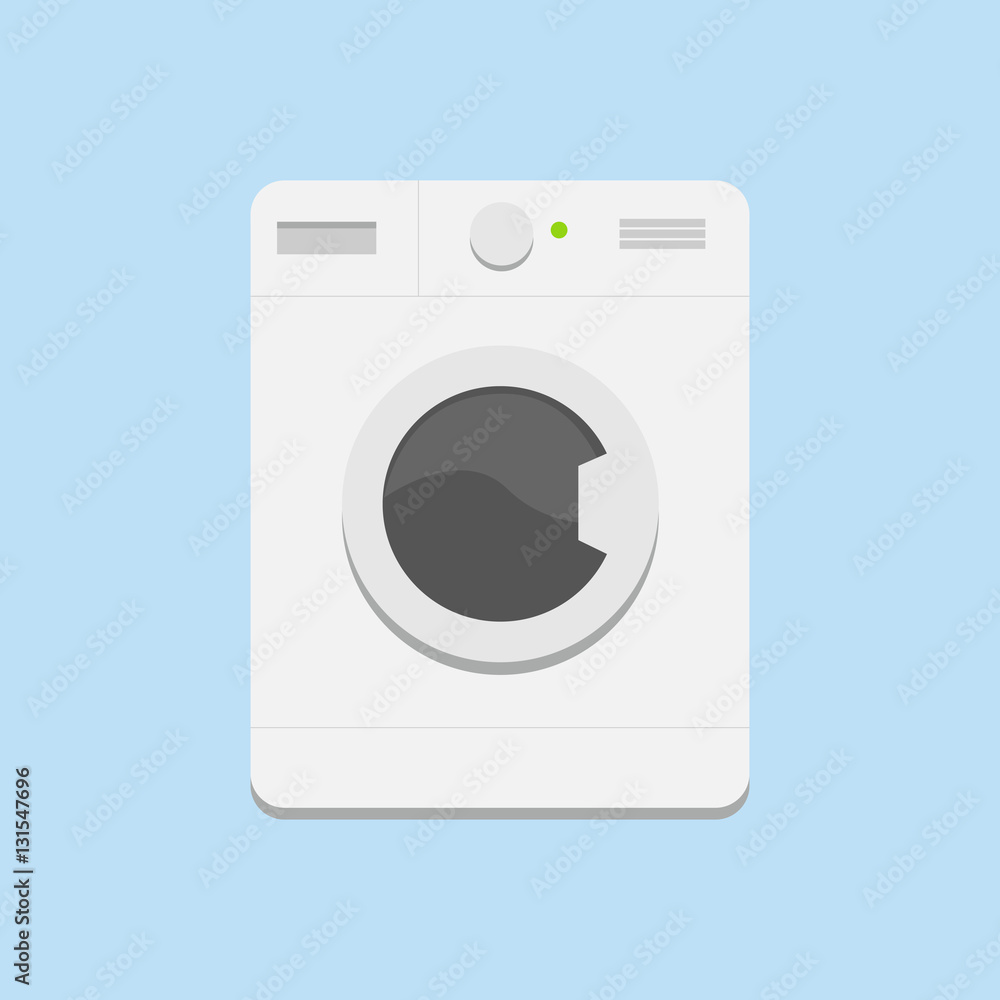 Washing machine on blue background. Icon washer machine in a flat style ...