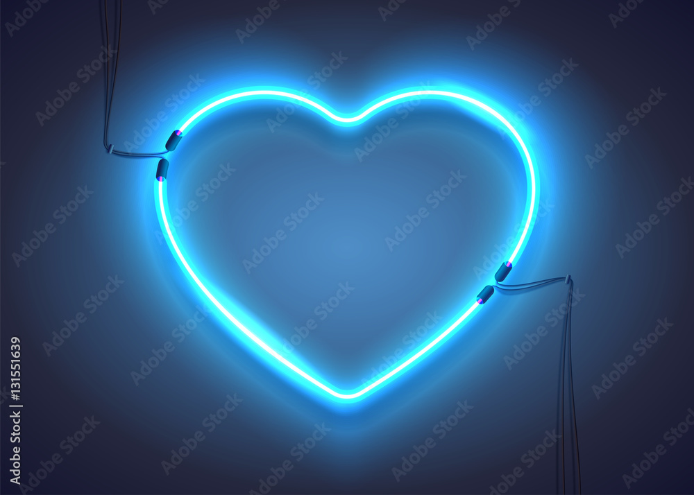 blue neon heart-01 Stock Vector | Adobe Stock