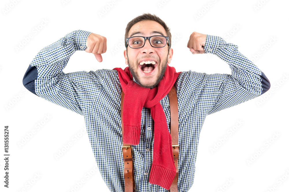 Nerd posing Stock Photo | Adobe Stock