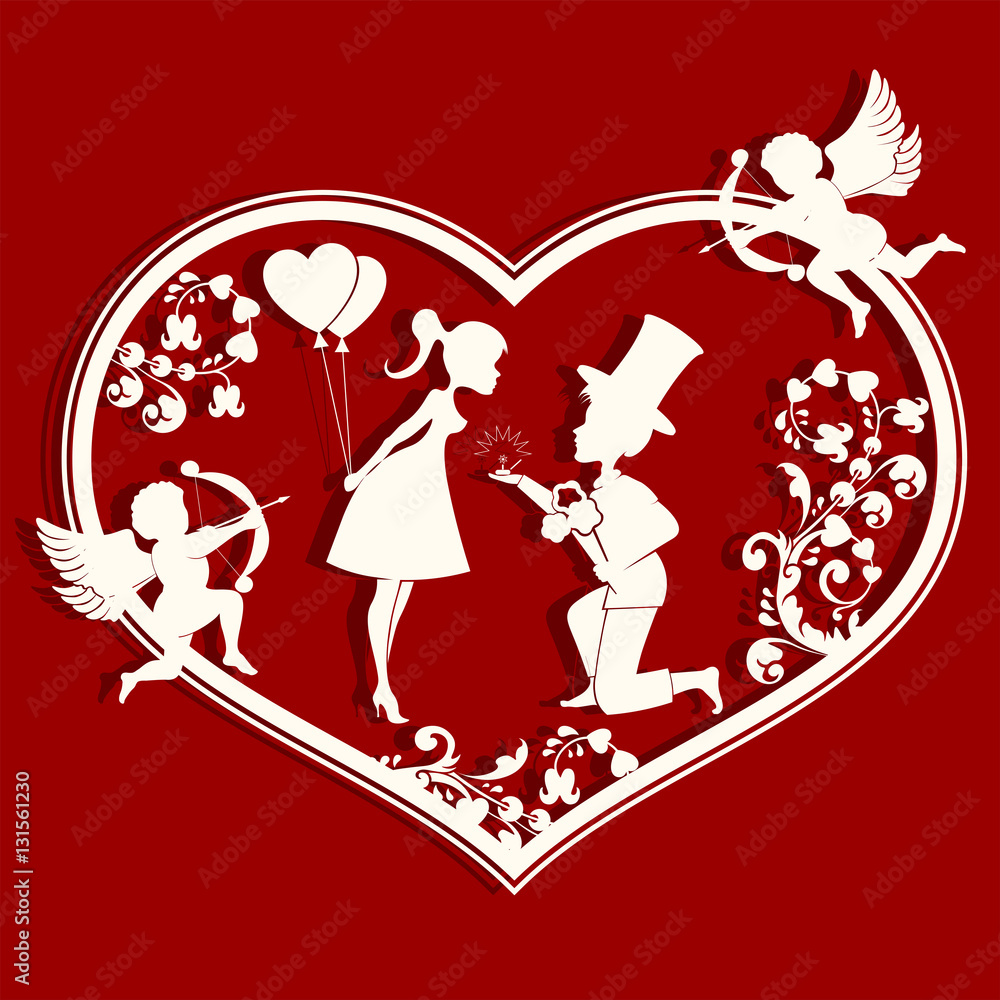 Heart design with couple Stock Vector | Adobe Stock