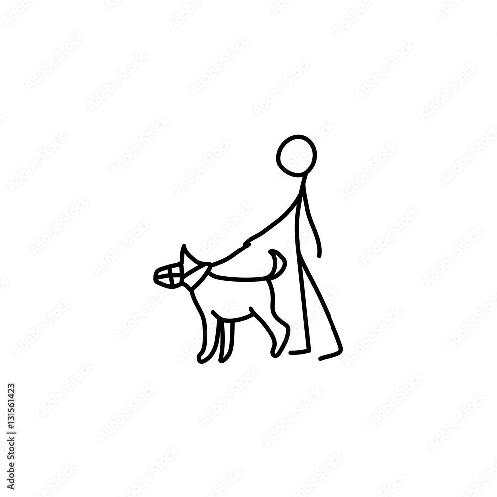 Stick figure man and dog icon Stock Vector | Adobe Stock