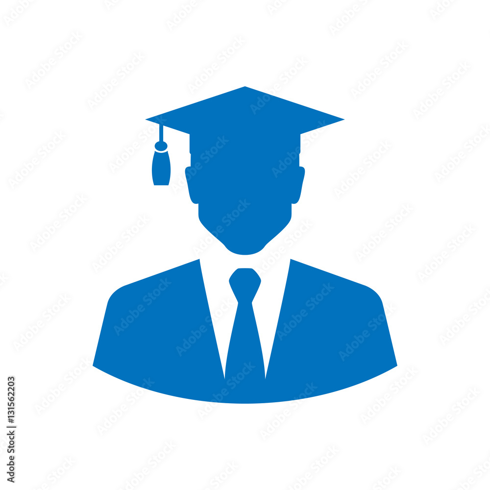 Icono Plano Silueta Profesor Universidad Azul En Fondo Blanco 素材庫向量圖 Adobe Stock
