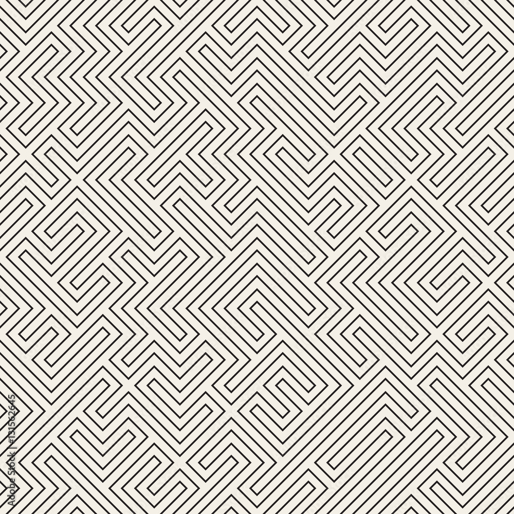 Irregular Maze Lines. Vector Seamless Black and White Pattern. Stock ...