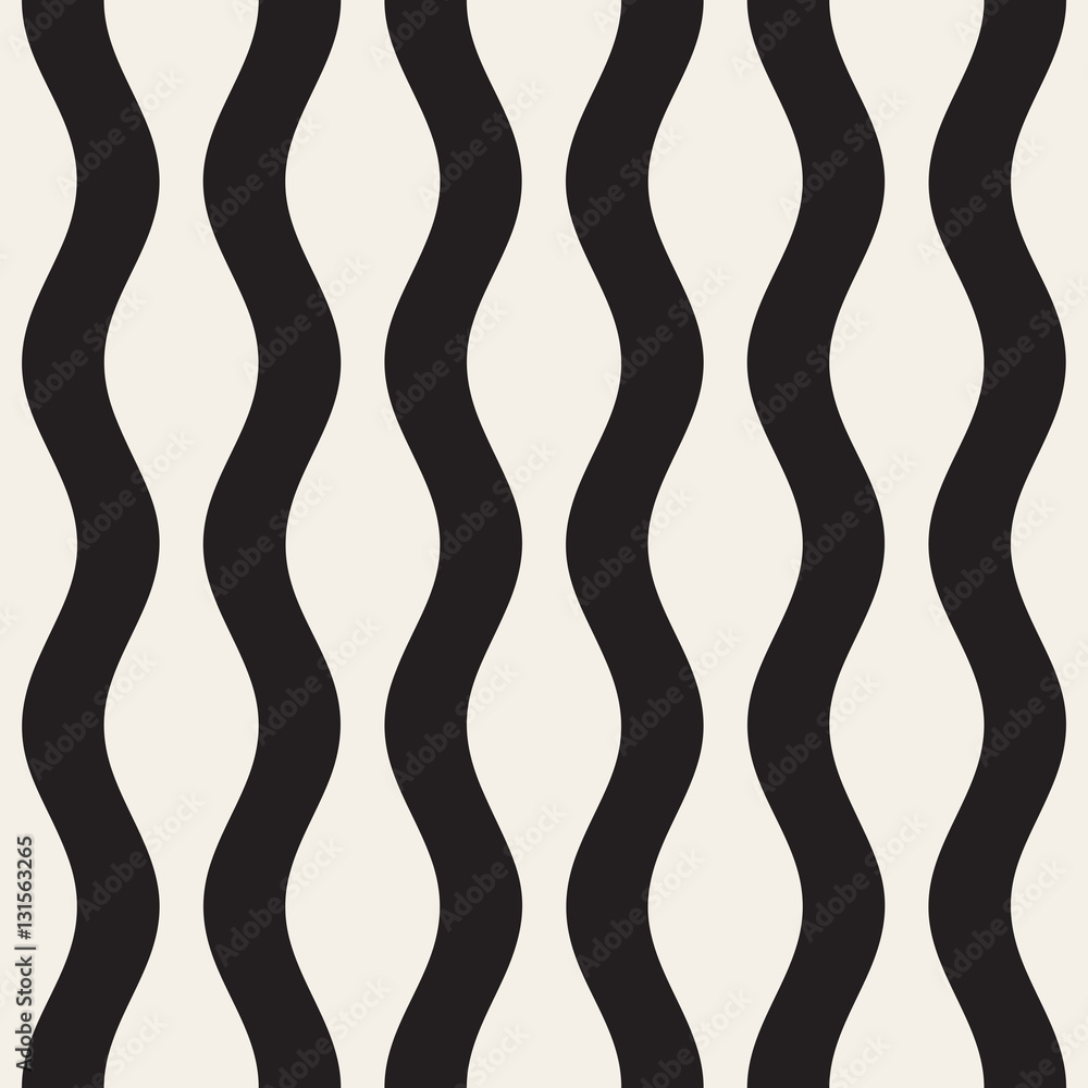 Wavy Ripple Lines. Vector Seamless Black and White Pattern. Stock ...
