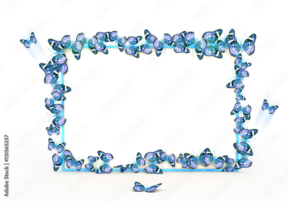 Colorful butterflies border design on the white background. Stock Photo ...