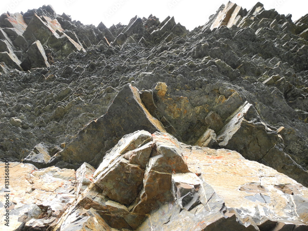 Geologische Schichtstruktur mit Kalk-und Tonstein-Lagen, Flumserberg ...