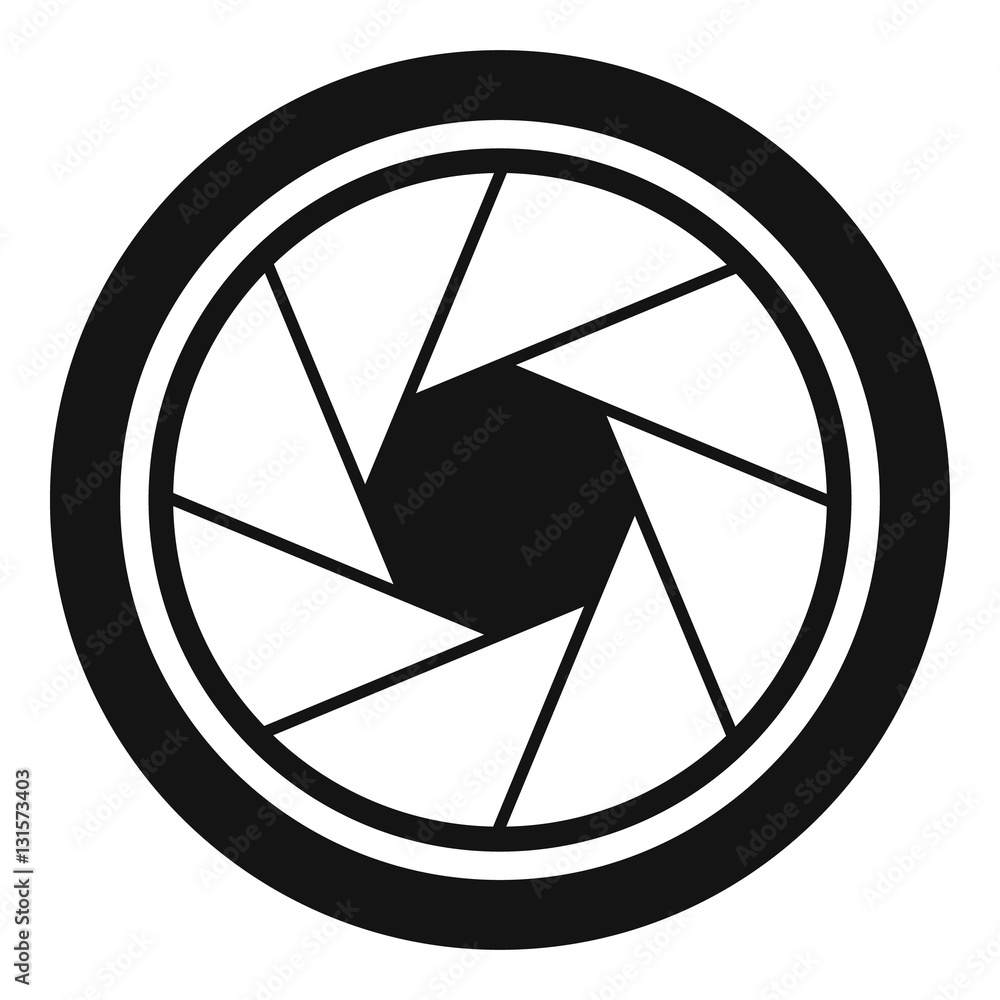 Photographic objective icon. Simple illustration of photographic ...