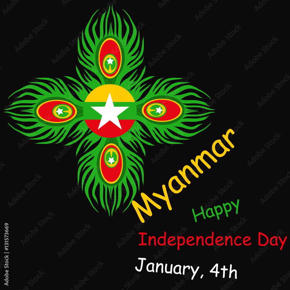 Myanmar Independence Day Patriotic Design.Vector Greeting Card. Stock ...