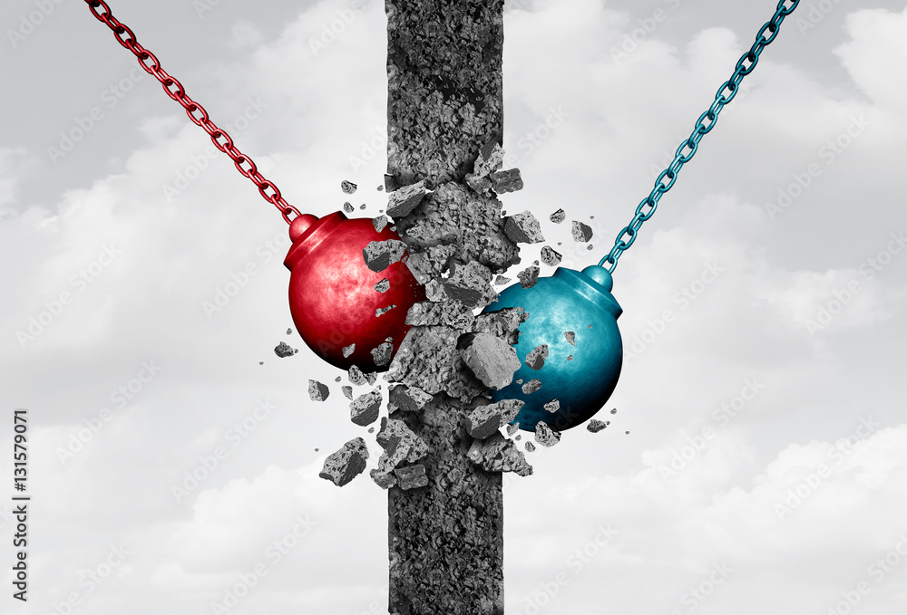 Breaking Down Walls Together Stock Illustration | Adobe Stock