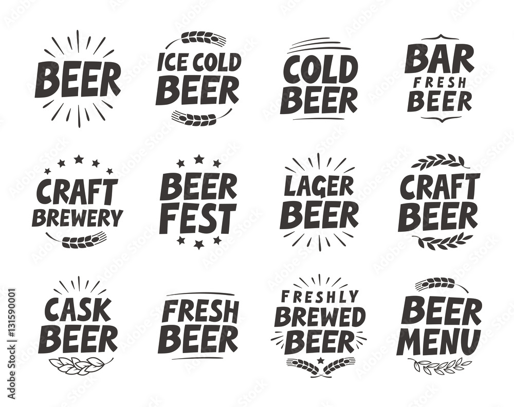 Vector set labels. Craft beer tags and elements for restaurant, cafe ...