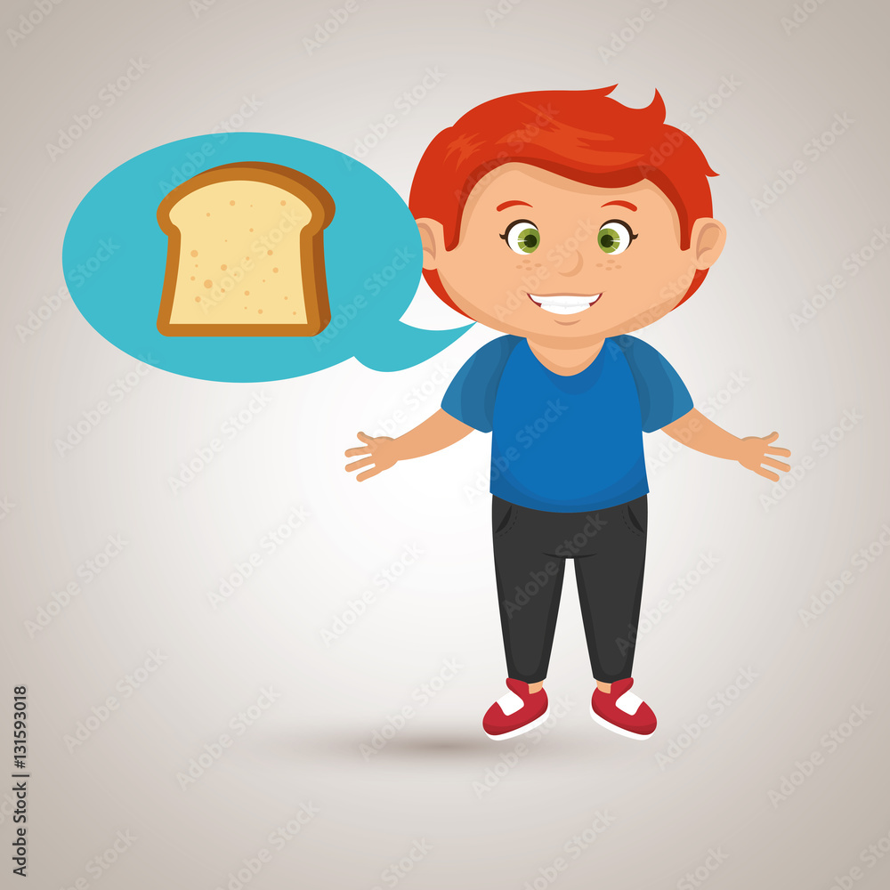 boy cartoon bread slice vector illustration eps 10 Stock Vector | Adobe ...