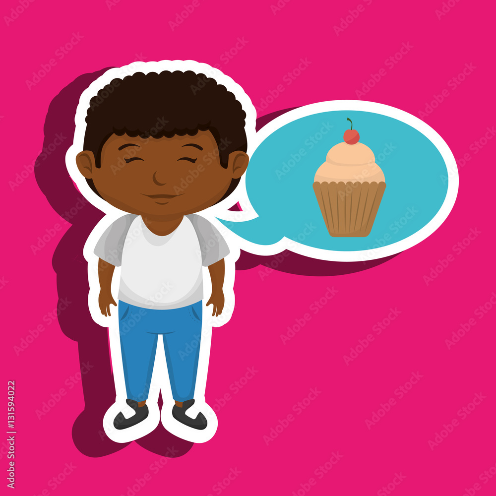 boy cartoon cup cake vector illustration eps 10 Stock Vector | Adobe Stock