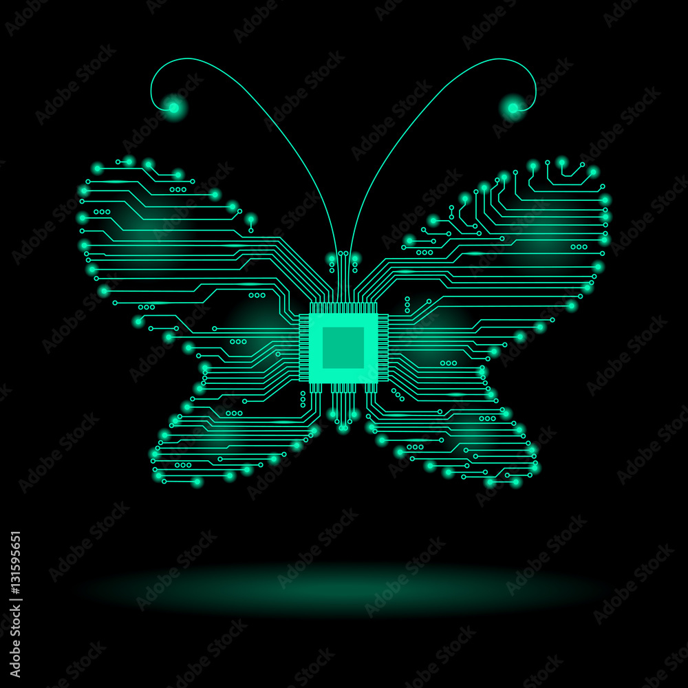 Abstract Butterfly. Electronic circuit butterfly. Vector illustration ...