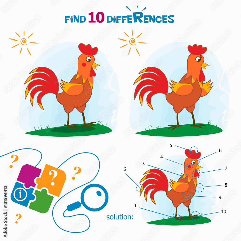 Find 10 differences. Cartoon Vector Illustration of Finding Diff Stock ...