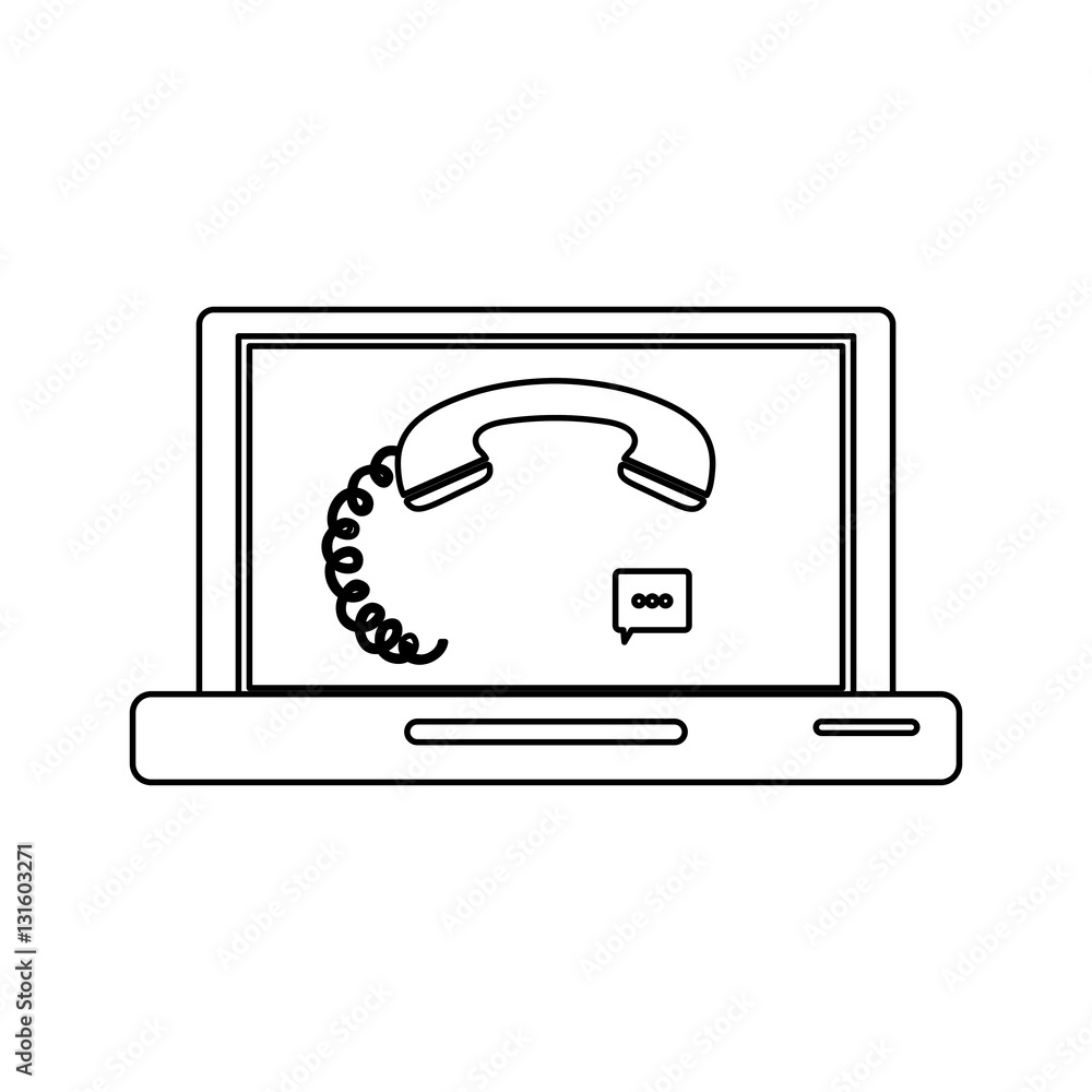 Laptop icon. Call center technical service online and support theme ...