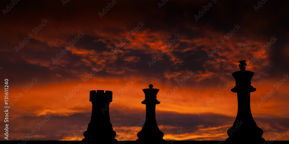 Chess checkmate over sunset background Stock Photo | Adobe Stock